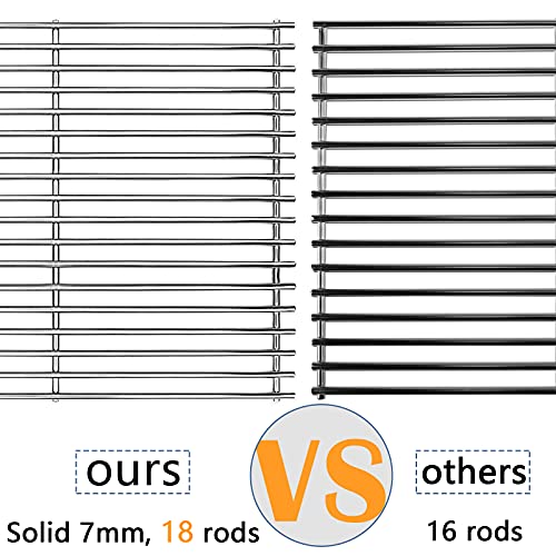 Hongso Grill Replacement Parts for Nexgrill 720-0830H, 17" SUS304 Stainless Steel Cooking Grill Grates and 14 9/16" Porcelain Steel Heat Plates