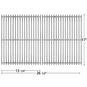 Hongso Grill Replacement Parts for Nexgrill 720-0830H, 17" SUS304 Stainless Steel Cooking Grill Grates and 14 9/16" Porcelain Steel Heat Plates