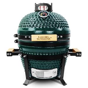 london sunshine ceramic charcoal bbq kamado griller - portable tabletop the cadet series smoker