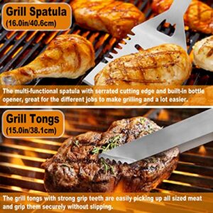 POLIGO 26PC Exclusive BBQ Grill Accessories in Aluminum Case for Birthday Christmas Grilling Gifts - Premium Grill Utensils Set with Barbecue Claws, Meat Injector, Thermometer for Smoker, Camping