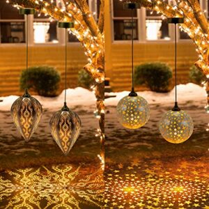 4 pack solar garden decor hanging lanterns outdoor waterproof