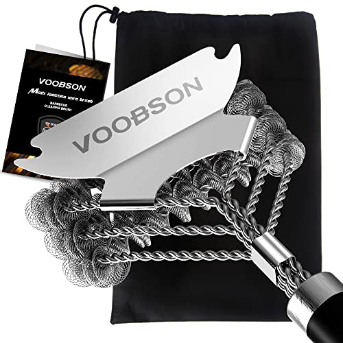 VOOBSON Grill Brush Bristle Free 3 in 1 BBQ Cleaning Brush and Scraper -18'' inch Stainless Steel Barbecue Accessories for Outdoor Grill