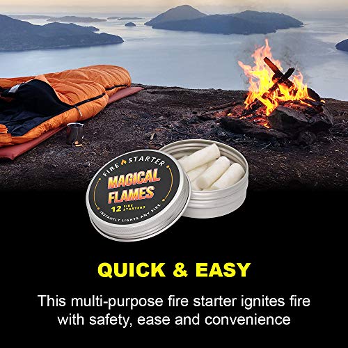 Magical Flames Fire Starters (1 Pack) Smokeless, Lightweight, All-Natural, Fireplace, Campfire, Fire Pit, Grill, BBQ Smoker, Wood & Pellet Stove, Indoor & Outdoor, All-Weather, Super Fast Lighting