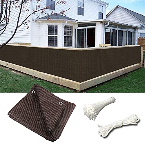 WUZMING Balcony Privacy Screen Anti-UV Outdoor Windshield Shade Net with Eyelets and Rope, 50 Sizes (Color : Brown, Size : 100x600cm)