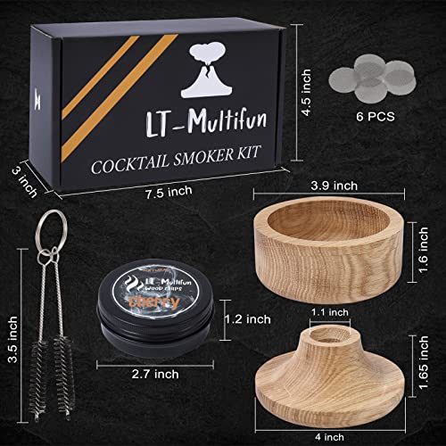 Cocktail Smoker Kit with Four Flavors Wood Chips, Drink Smoker Whiskey Smoker Infuser Kit for Cocktails, Whiskey, Bourbon, Wine, Meat, Salad, Cheese