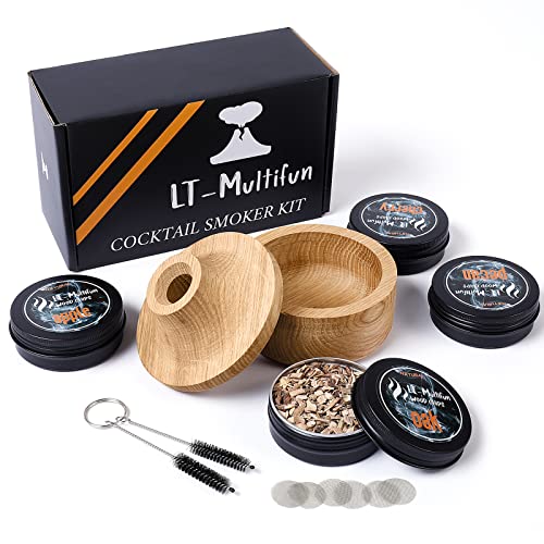 Cocktail Smoker Kit with Four Flavors Wood Chips, Drink Smoker Whiskey Smoker Infuser Kit for Cocktails, Whiskey, Bourbon, Wine, Meat, Salad, Cheese