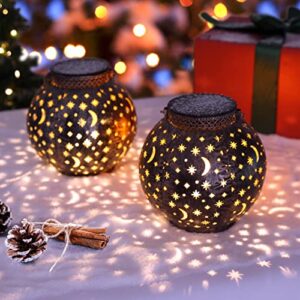 easybuy solar lanterns star moon solar outdoor lanterns patio garden walkway lawn bronze lanterns 2 pack star moon gifts for wife mother friends