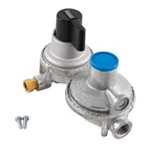 camco propane double-stage auto-changeover regulator | features auto switch over from empty to full propane tank | ideal for refilling propane supplies for rving, camping, grilling, and more (59005)