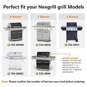 Replacement Parts for Nexgrill 720-0882A 720-0896 720-0925 720-0896B 720-0896C Gas Grills, Includes 5 Ignitors, 5 Stainless Steel Burner Tubes and 5 Flame Tamers Heat Shields Replacement for Nexgrill