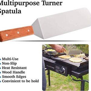 Stainless Steel Metal Spatula Burger Turner Spatula,Burger Flippers,Solid Cooking Spatula,Perforated Cooking Spatula and Griddle Spatula，Hamburger Turner with wooden handle for Barbecue, Steak, Pizza