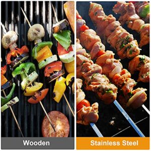 Morole 33PCS Metal Kabob Skewers for Grilling, 16" Long Stainless Steel Barbecue Skewers Reusable Grilling Skewers for Meat Shrimp Chicken Vegetables, Includes 8 Corn Forks and a Storage Bag