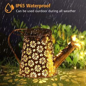 DREAMWIN Outdoor Solar Watering Can with Lights Garden Decor Large Solar Powered Lanterns Hanging Waterproof 90 LED Decorative Retro