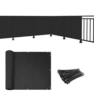 coarbor privacy fence screen mesh for balcony porch verandah deck terrace patio backyard railing 160gsm up to 90% blockage 3'x221' black