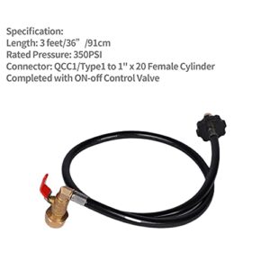 Catilon Propane Refill Adapter Hose with Shutoff Valve, POL Type 1LB Propane Refill Hose, 3 Feet Propane Adapter Hose, 350PSI High Pressure Refill Propane Hose