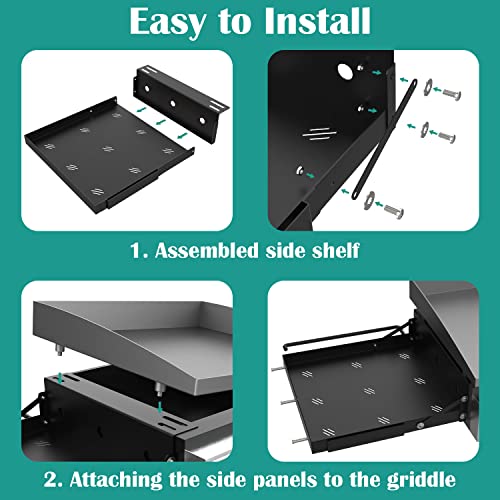 EasiBBQ Side Shelf for Blackstone 17" 22" 28" Griddle, Griddle Caddy Accessories for Blackstone Propane Table Top Griddle, Extra Room for Cooking Needs