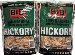 b&b hickory wood smoking chips - 100% natural, competition grade bundle - pack of 2