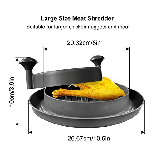 HJKB Chicken Shredder, Alternative to Bear Claws Meat Shredder, Meat Shredding Tool with Handles and Non-Skid Base Suitable for Pulled Chicken, Pork and Beef Anti-scalding Dishwasher Safe 10.5" (Grey)