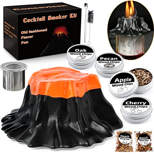 Cocktail Smoker Kit, Whiskey Bourbon Smoker Kit with 6 Flavors Wood Chips, Old Fashioned Drink Smoker Infuser Kit Gift for Men Dad Husband Bartender to Infuse Cocktails Wine Whiskey