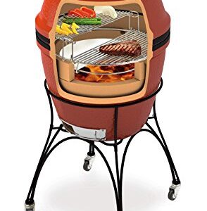 Kamado Joe BJ24RH Big Joe I 24-inch Charcoal Grill with Cart and Side Shelves, Blaze Red