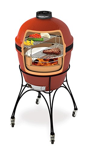 Kamado Joe BJ24RH Big Joe I 24-inch Charcoal Grill with Cart and Side Shelves, Blaze Red