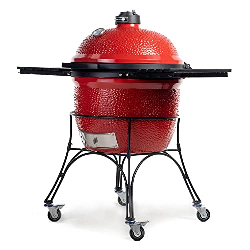 Kamado Joe BJ24RH Big Joe I 24-inch Charcoal Grill with Cart and Side Shelves, Blaze Red