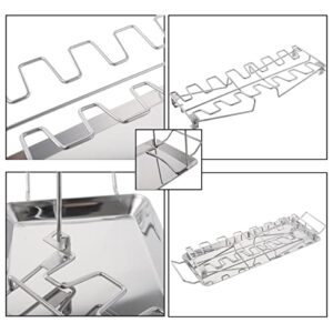 ZENFUN 14 Slots Chicken Leg Wing Rack, Stainless Steel Drumsticks Roaster Stand with Drip Tray, Metal Grill Rack for Poultry, Vegetables, Smoker Grill or Oven, BBQ, Picnic, Dishwasher Safe