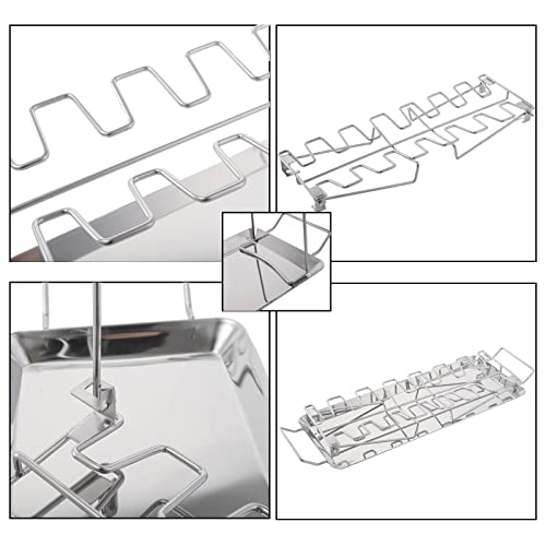 ZENFUN 14 Slots Chicken Leg Wing Rack, Stainless Steel Drumsticks Roaster Stand with Drip Tray, Metal Grill Rack for Poultry, Vegetables, Smoker Grill or Oven, BBQ, Picnic, Dishwasher Safe