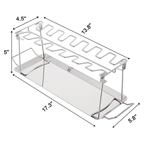 ZENFUN 14 Slots Chicken Leg Wing Rack, Stainless Steel Drumsticks Roaster Stand with Drip Tray, Metal Grill Rack for Poultry, Vegetables, Smoker Grill or Oven, BBQ, Picnic, Dishwasher Safe