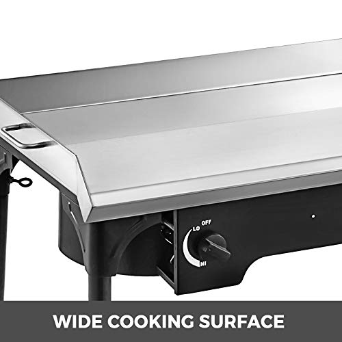 VEVOR Flat Top Griddle Grill & Propane Fueled 2 Burners Stove Stainless Steel with 4 Spatula & Scraper, 32" x 17"