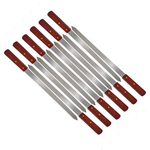 12 Pack Stainless Steel BBQ Skewers 1" Wide for Shish Kebab, Grill, Koubideh, Brazilian Style BBQ 23 Inch Long