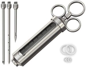 cave tools 2.3-oz stainless steel meat tenderizer injection syringe kit with 3 precision marinade injectors - bbq grill and smoker accessories