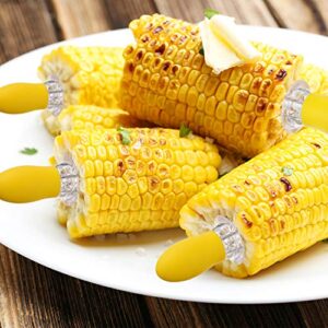 14 Pieces Corn Barbecue Set, Including Corn Trays, Corn Holders and Oil Brush for Barbecue and Kitchen Restaurant Use