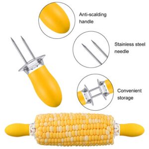 14 Pieces Corn Barbecue Set, Including Corn Trays, Corn Holders and Oil Brush for Barbecue and Kitchen Restaurant Use