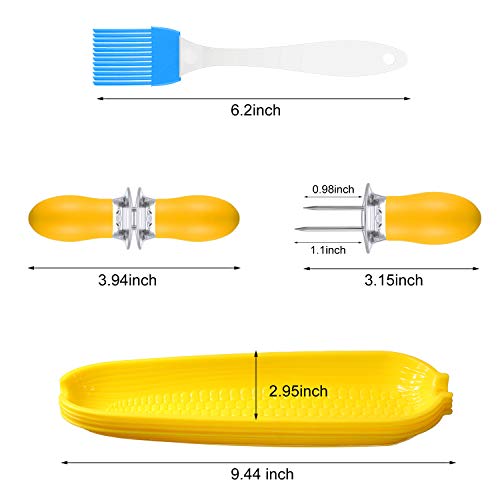 14 Pieces Corn Barbecue Set, Including Corn Trays, Corn Holders and Oil Brush for Barbecue and Kitchen Restaurant Use