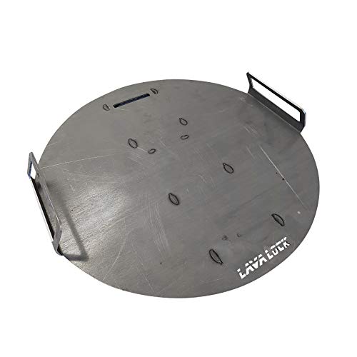 LavaLock Flat top Griddle Grate for UDS 55 Gallon Drum Smokers Grill Plate Also fits Weber Smokey Mountain WSM and Kettle Thick Steel with Handles