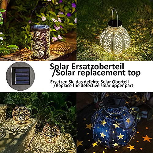 KZOBYD 2 Pack Solar Lights Replacement Top LED Solar Panel Lantern Lid Lights Bulb Replacement Part for Outdoor Hanging Lanterns DIY Table Lights Garden Patio Decor