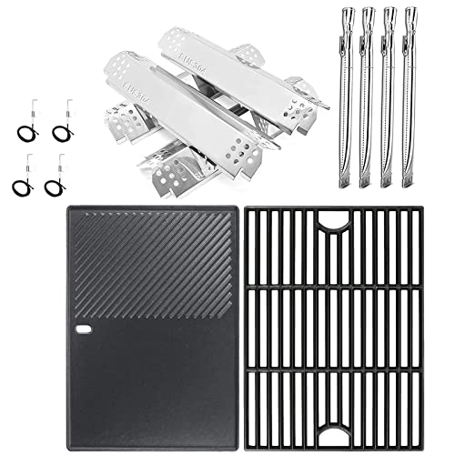 Hisencn 304 Stainless Steel Grill Parts Kit for Home Depot Nexgrill 4 Burner 720-0830H 720-0783E, 5 Burner 720-0888N Grill Burner, Heat Plate, Cooking Grate and Griddle Grill Replacement