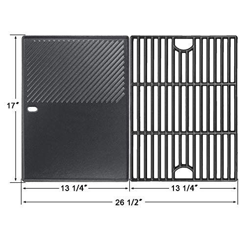 Hisencn 304 Stainless Steel Grill Parts Kit for Home Depot Nexgrill 4 Burner 720-0830H 720-0783E, 5 Burner 720-0888N Grill Burner, Heat Plate, Cooking Grate and Griddle Grill Replacement