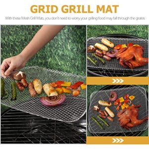 Hemoton Gas Grills 30 Pcs Aluminum BBQ Mesh Grill Mat Disposable Grill Topper Broiler Pans Non Stick Baking Tools Outdoor BBQ Accessories for Baking Cooking Grilling Gas Grill