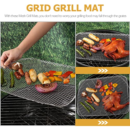 Hemoton Gas Grills 30 Pcs Aluminum BBQ Mesh Grill Mat Disposable Grill Topper Broiler Pans Non Stick Baking Tools Outdoor BBQ Accessories for Baking Cooking Grilling Gas Grill