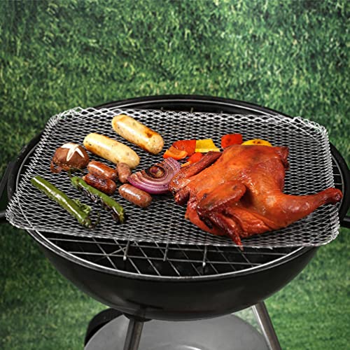 Hemoton Gas Grills 30 Pcs Aluminum BBQ Mesh Grill Mat Disposable Grill Topper Broiler Pans Non Stick Baking Tools Outdoor BBQ Accessories for Baking Cooking Grilling Gas Grill