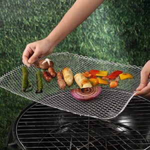 Hemoton Gas Grills 30 Pcs Aluminum BBQ Mesh Grill Mat Disposable Grill Topper Broiler Pans Non Stick Baking Tools Outdoor BBQ Accessories for Baking Cooking Grilling Gas Grill