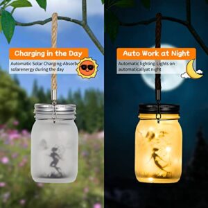 Solar Lantern Fairy Lights for Garden, 2 Pack Outdoor Hanging Mason Jar Lanterns, Decorations for Yard, Garden, Patio, Table