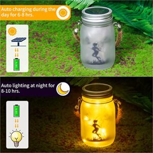 Solar Lantern Fairy Lights for Garden, 2 Pack Outdoor Hanging Mason Jar Lanterns, Decorations for Yard, Garden, Patio, Table