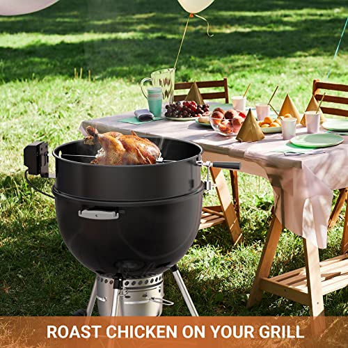 only fire Universal High-Temp Resistance Black Coated Steel Charcoal Kettle Rotisserie Ring Kit for Weber 2290 and Other Models