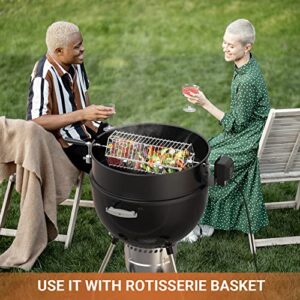 only fire Universal High-Temp Resistance Black Coated Steel Charcoal Kettle Rotisserie Ring Kit for Weber 2290 and Other Models