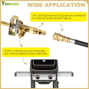 TEENGSE Grill Valve Replacement Part, Control Valve with M12x1.5 Thread and 1/4" Quick Disconnect Plug Compatible with Olympian 5500 and 5100 and Weber 200 Gas Grill, Trailer's Propane Control Supply