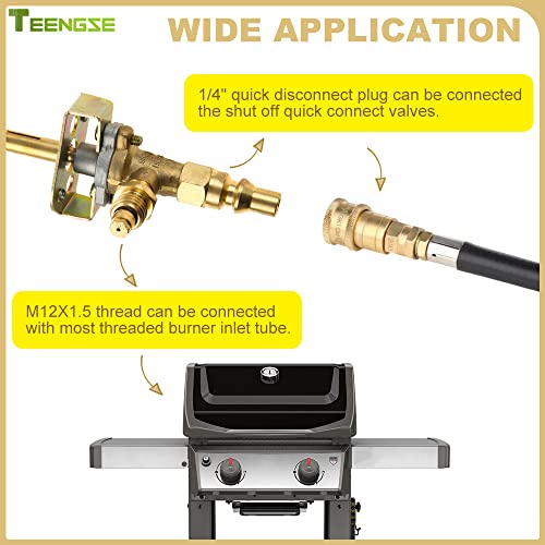 TEENGSE Grill Valve Replacement Part, Control Valve with M12x1.5 Thread and 1/4" Quick Disconnect Plug Compatible with Olympian 5500 and 5100 and Weber 200 Gas Grill, Trailer's Propane Control Supply