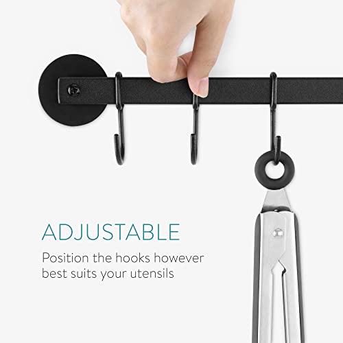 Navaris Magentic Grill Hooks - Magnetic Hook Bar Holder for Hanging Grilling BBQing Tools Utensils Tongues Spatchulas Oven Mitts - BBQ Tool Hanger