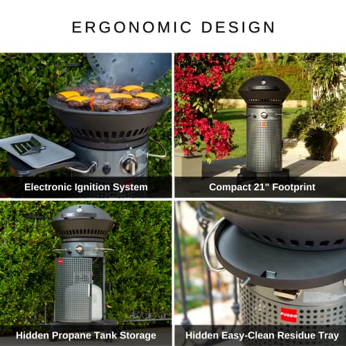 Fuego F21C-H Element Hinged Propane Gas Grill, Dark Gray